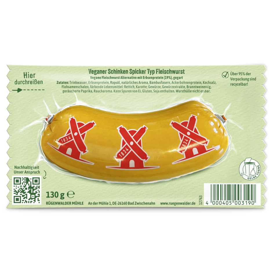 veganer Schinken Spicker Typ Fleischwurst | Rügenwalder Mühle