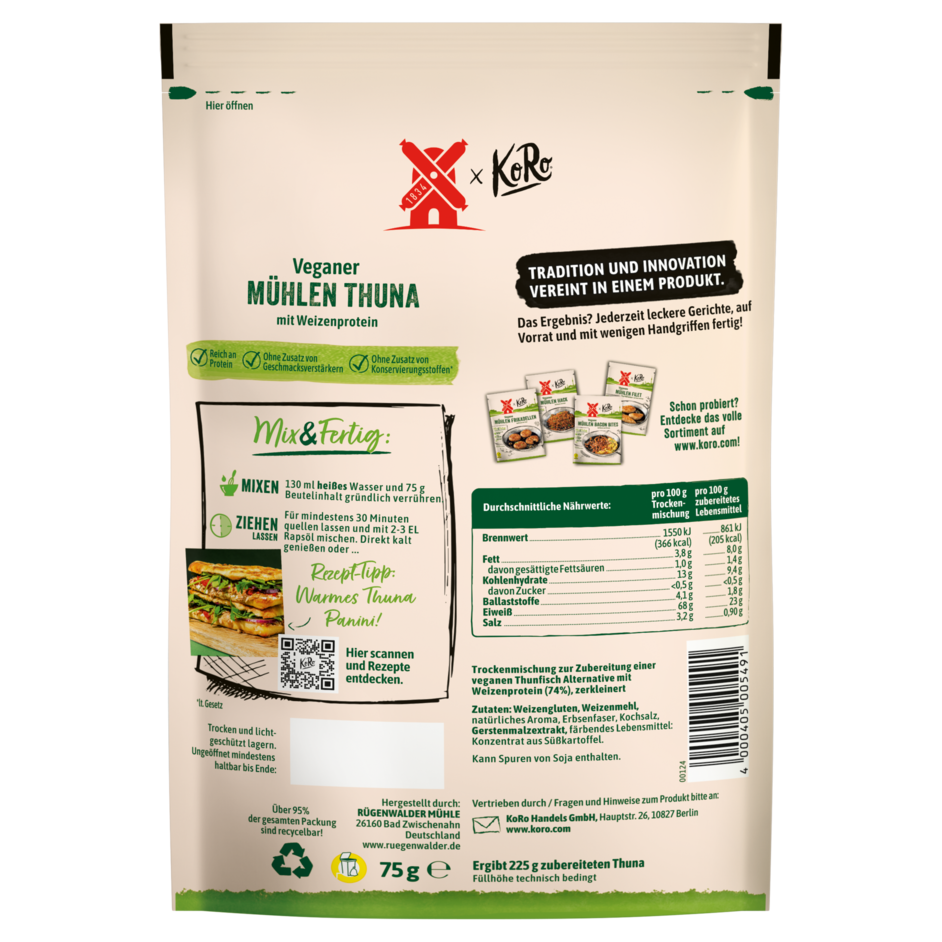 Mix & Fertig Veganer Mühlen Thuna x KoRo | Rügenwalder Mühle